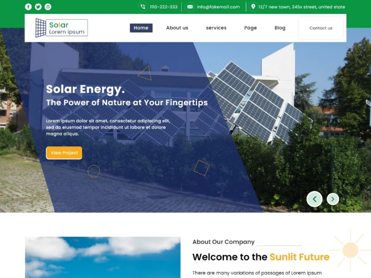 Free Eco Solar Energy Wordpress Theme – Webnotick Themes
